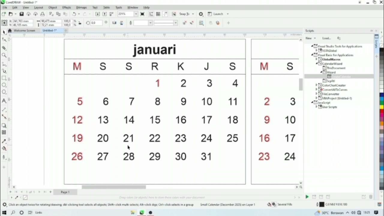 tutorial membuat kalender di coreldraw #ProjectTutorialINF - YouTube