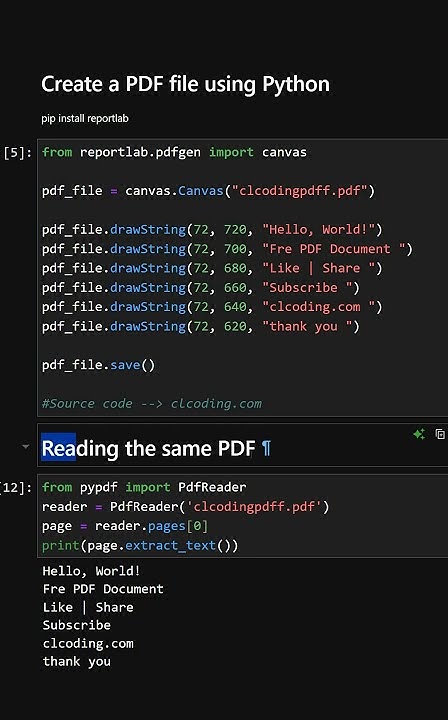 Creating and reading a PDF file using Python #pdf #pythontips - YouTube