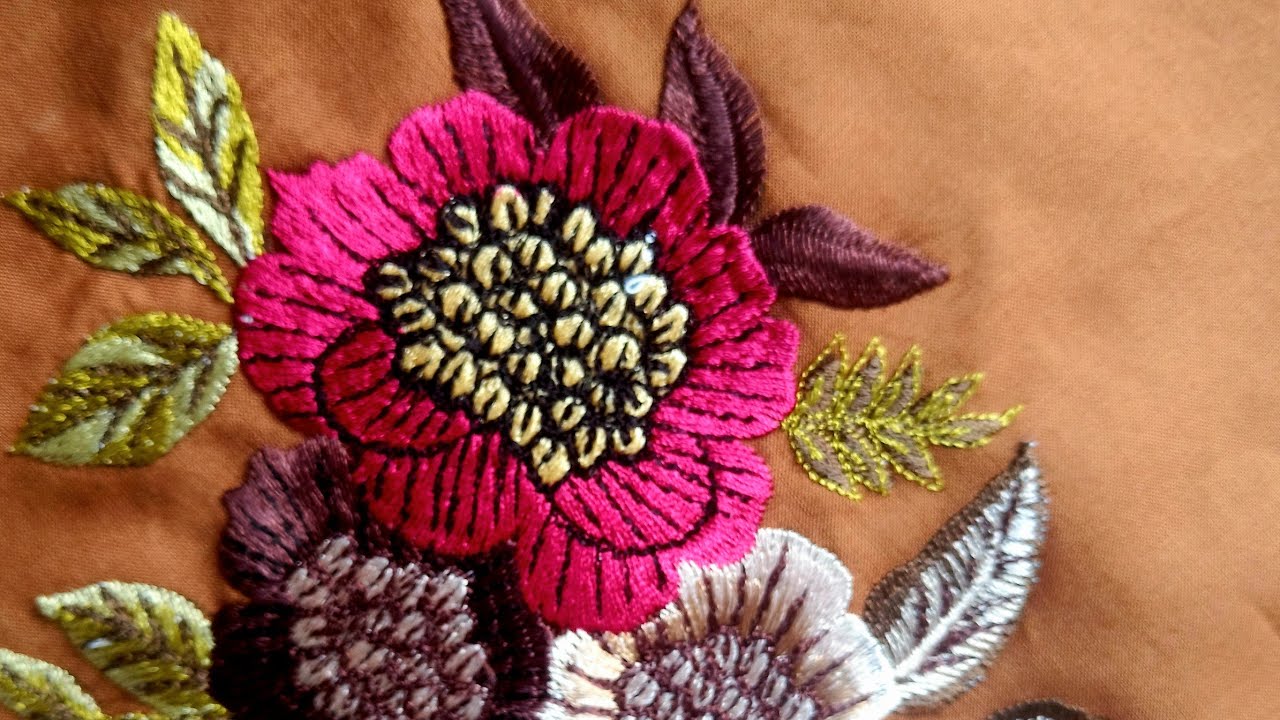 shading flower embroidery - YouTube