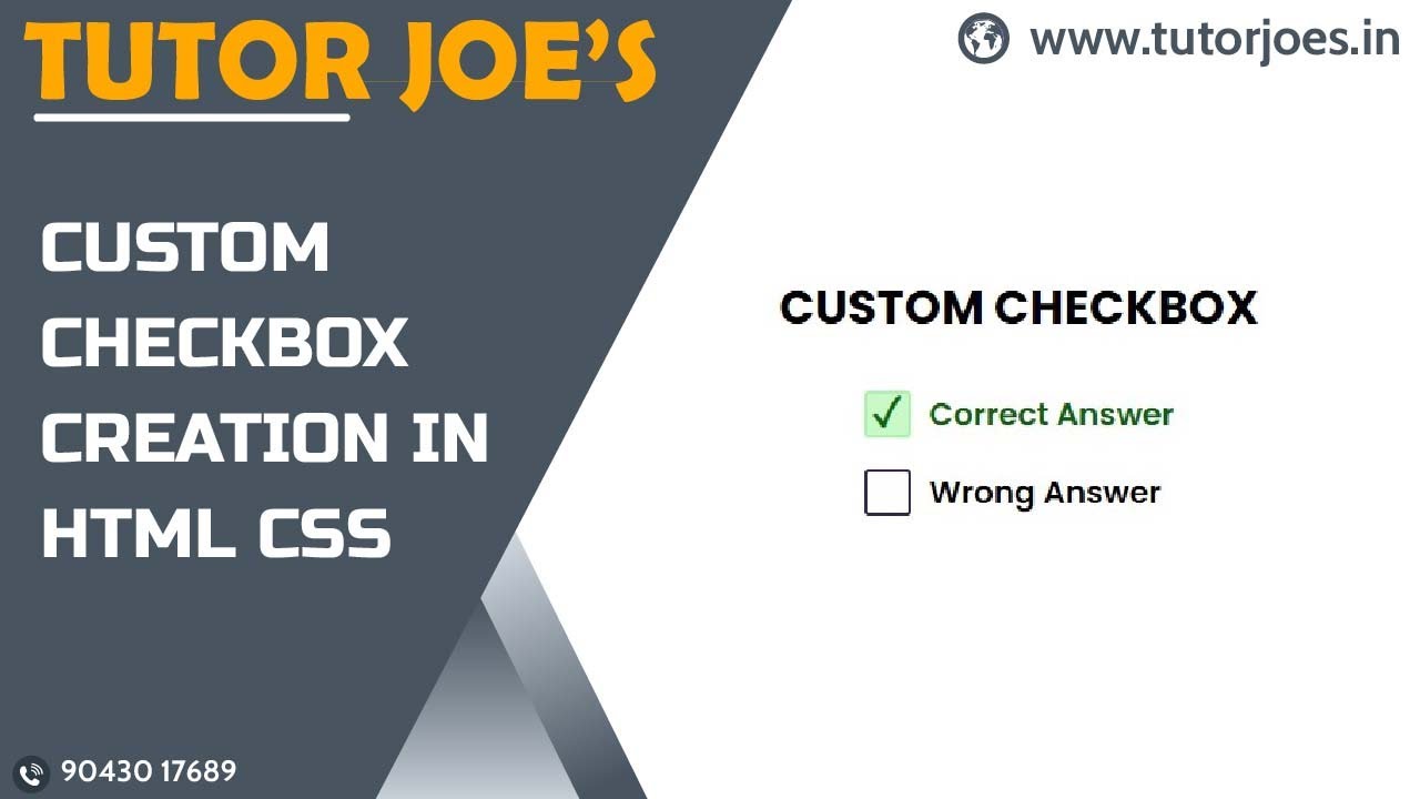 Custom Checkbox Using Html Css Tamil Tutor Joes Youtube 5681
