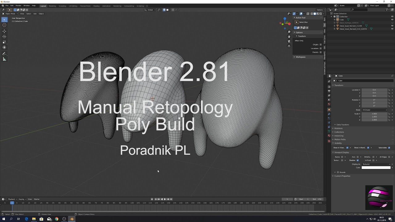 Blender 2.81 Manual Retopology Poly Build Poradnik PL - YouTube