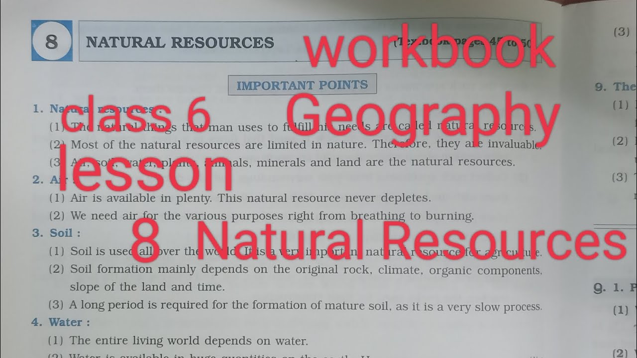 class 6 Geography lesson 8 Naturel Resources question and answer in ...