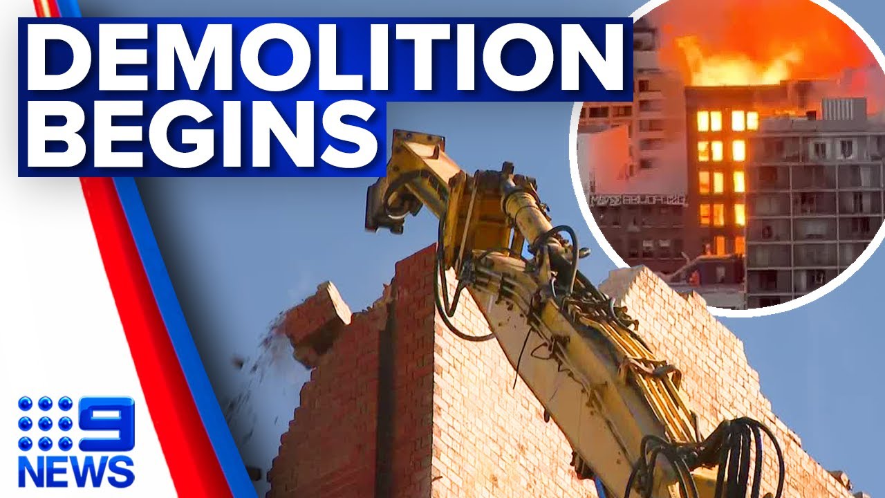 Demolition of Sydney building gutted by fire begins | 9 News Australia ...