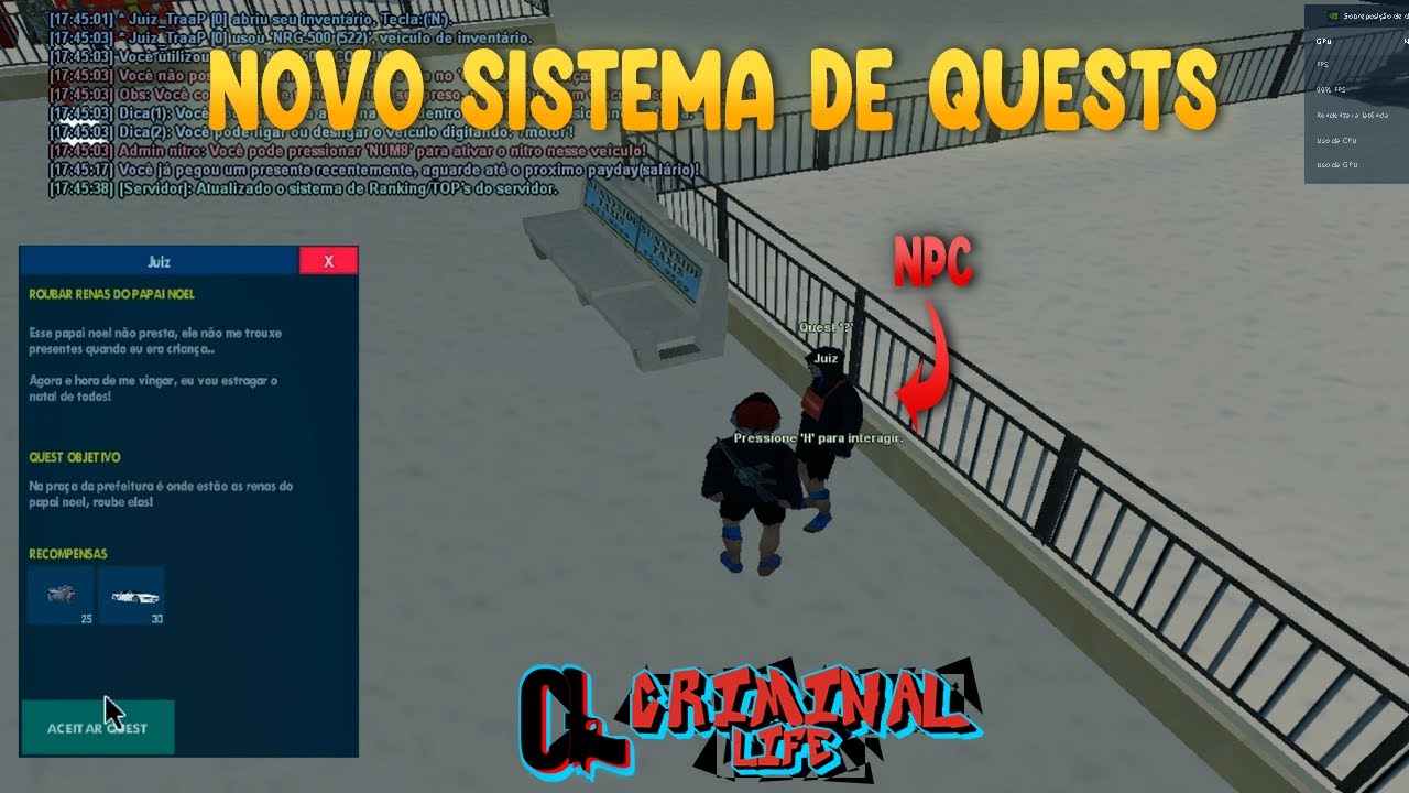 NOVO SISTEMA DE QUESTS DO CRIMINAL LIFE RPG | SAMP - YouTube