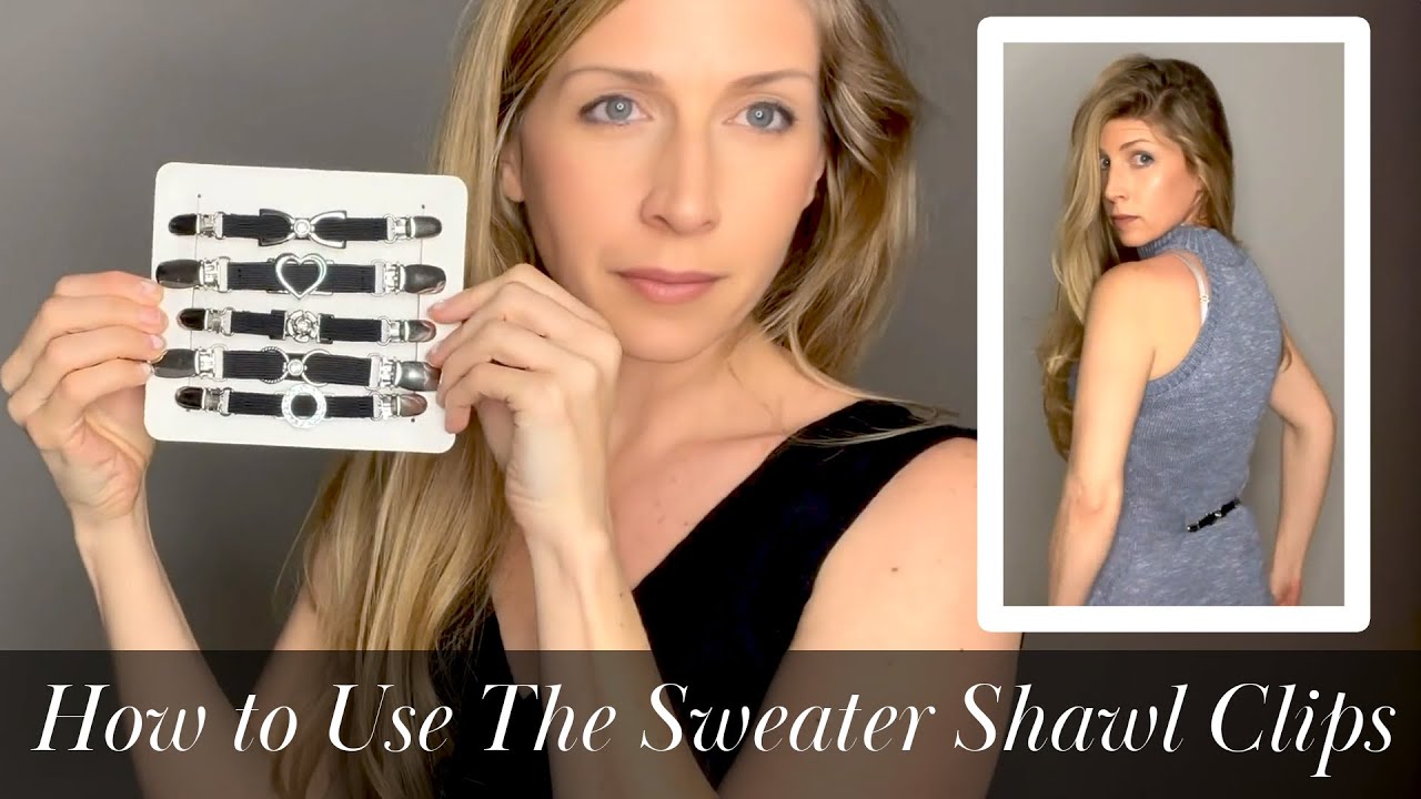 How to Use The Sweater Shawl Clips-Cardigan Rhinestone Style of Elastic ...