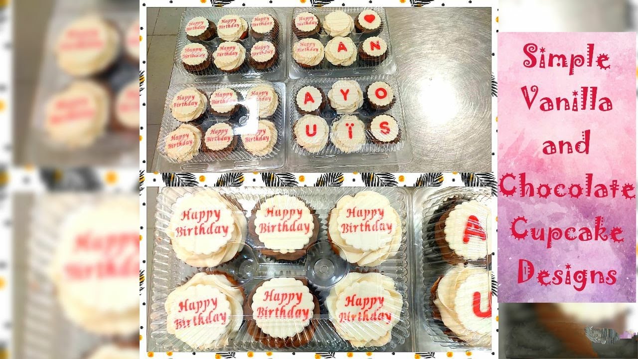 Simple Vanilla and Chocolate Cupcakes design - YouTube
