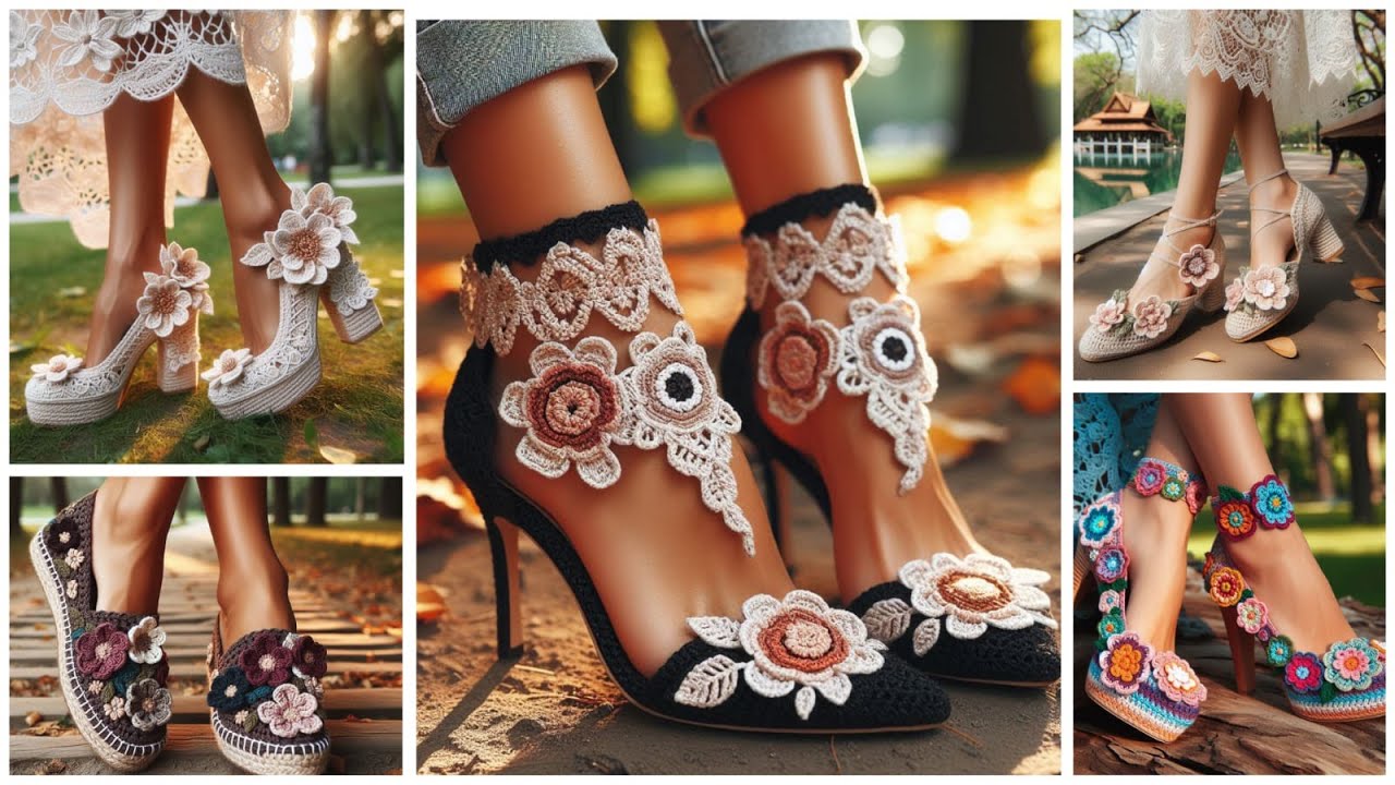 Hand knitted shoe Design and lace (ideas) #crochet #knitted #design # ...