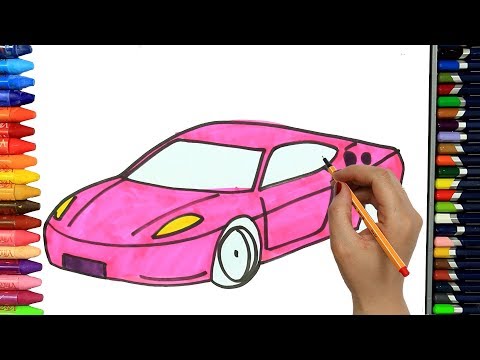 Pembe spor araba nasıl çizilir? | Çocuklar için eğlenceli boyama | Boya Boya | Çizelim Boyayalım