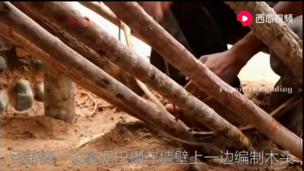 Building a jungle house with swimming pool using primitive skills - YouTube