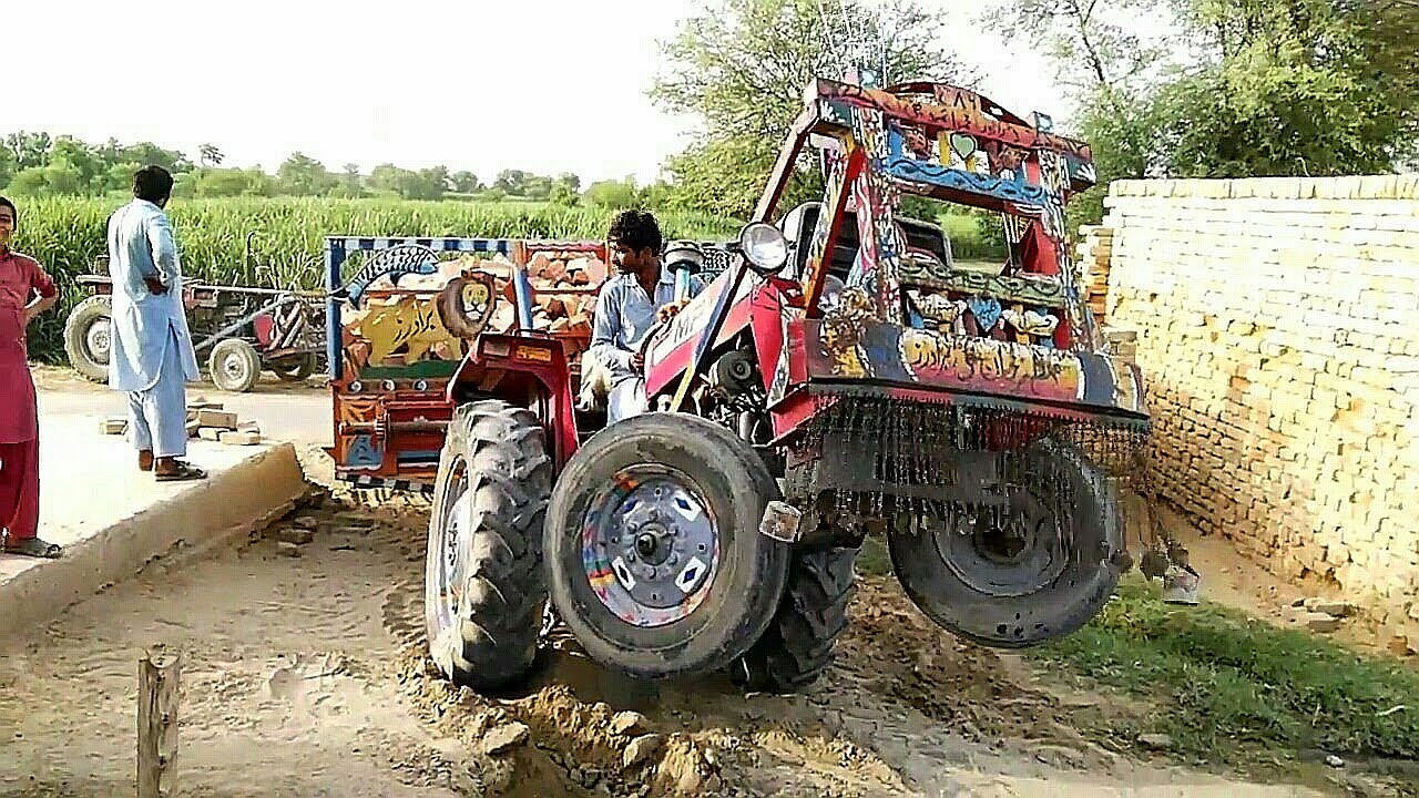 Trolley full of bricks and a tractor got stuck in the mud | MF 240 ...
