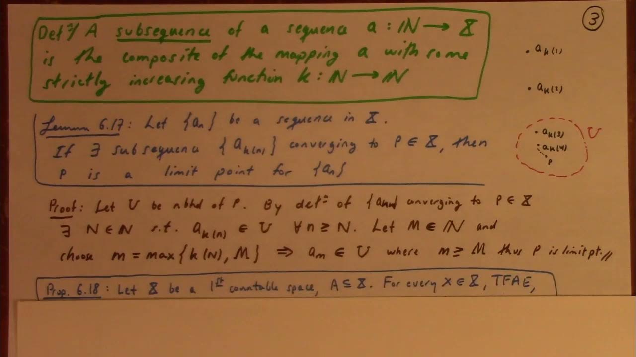 Topology: Lecture 20: Sequences and Nets in Topological Spaces - YouTube