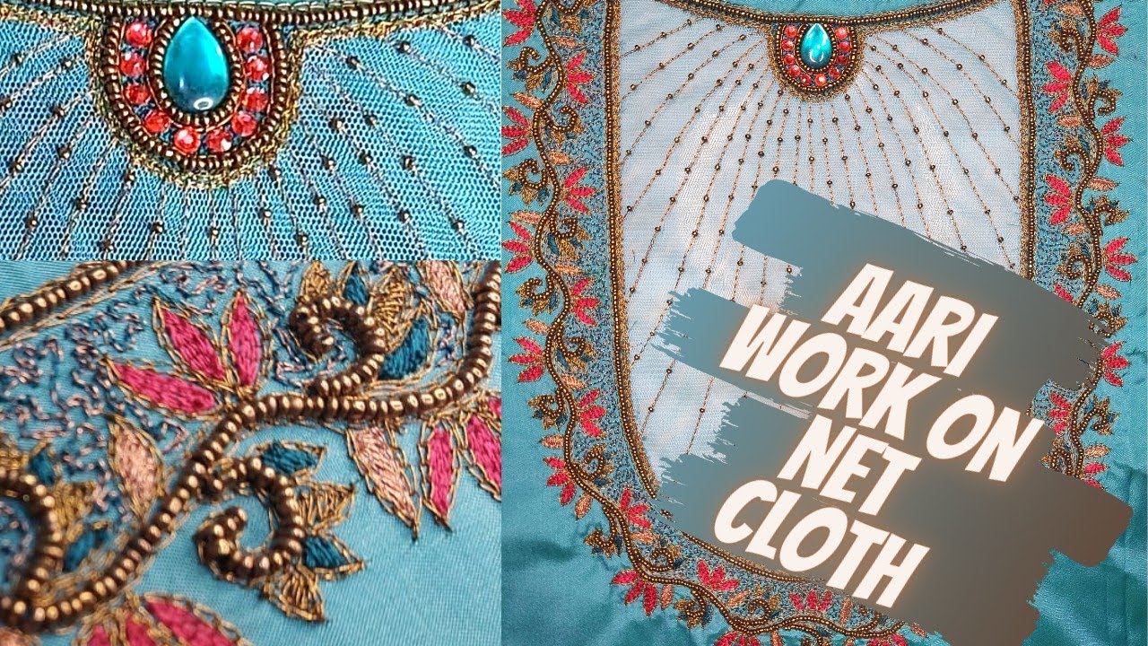 Aari work on net cloth | simple aari work #Aariwork - YouTube