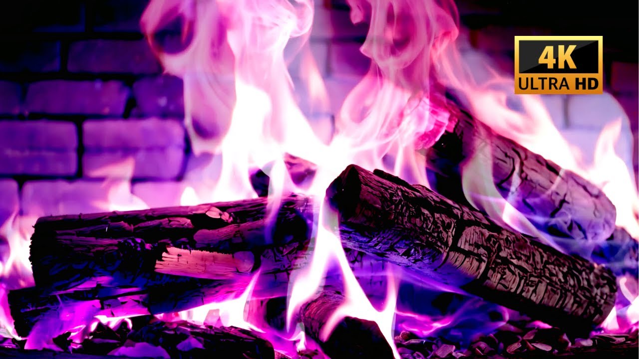 Purple Fireplace, Ultra HD Cozy Fire Ambience with Purple Flames for a ...
