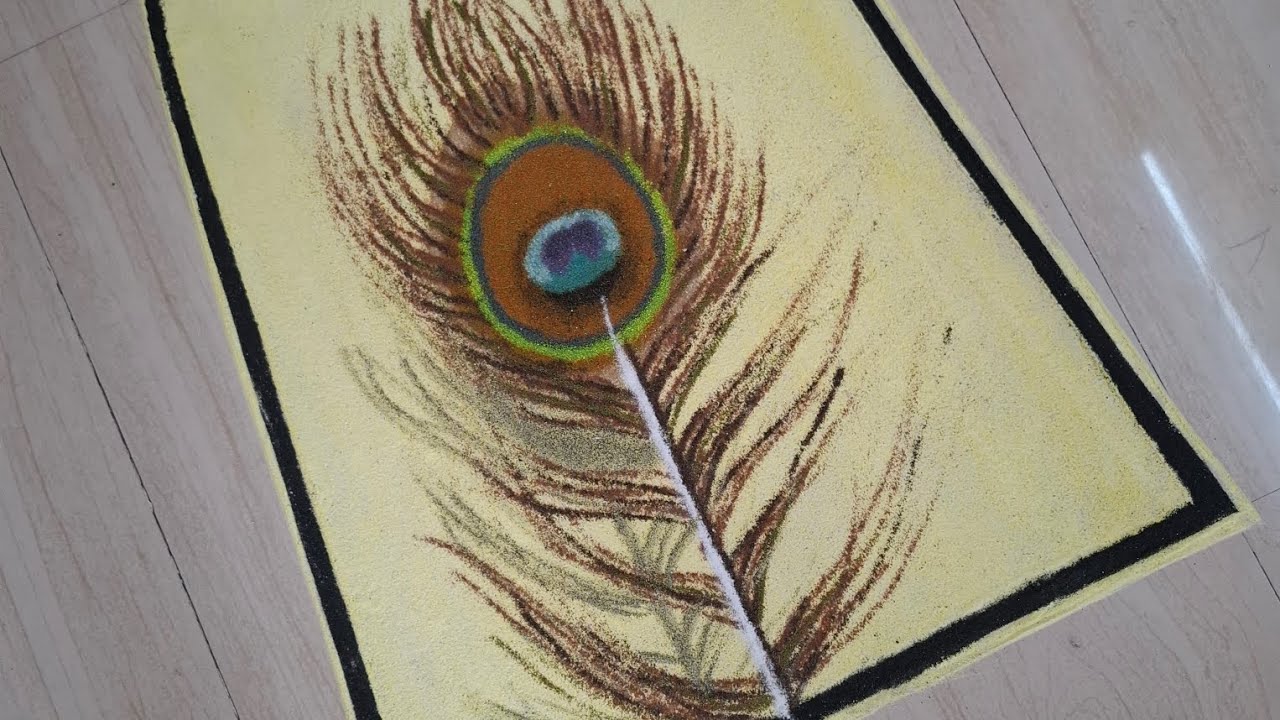 Traditional Rangoli of Mor Pankh #peacock #peacockfeathers #morpankhi # ...