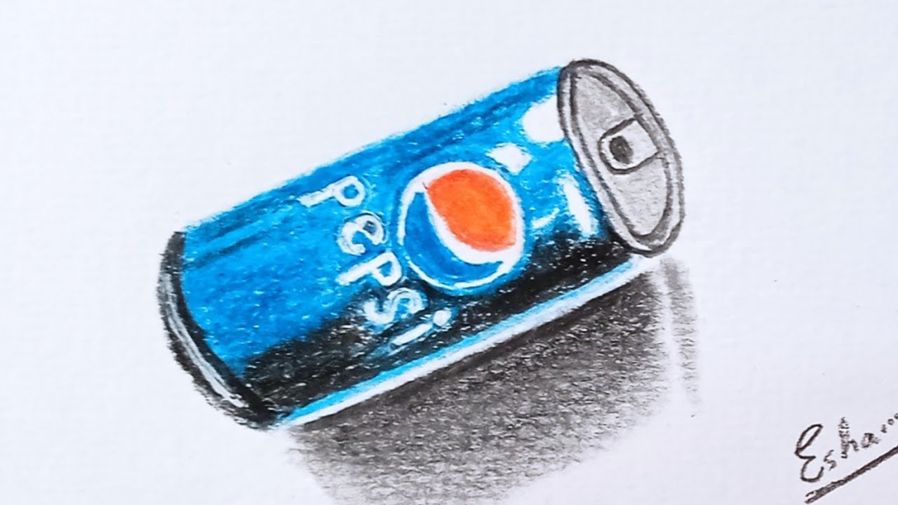 how to draw a 3d pepsi can with colour pencil shading|still life ...