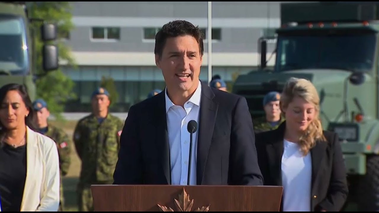 PM Trudeau and NATO chief hold news conference at Alberta military base ...