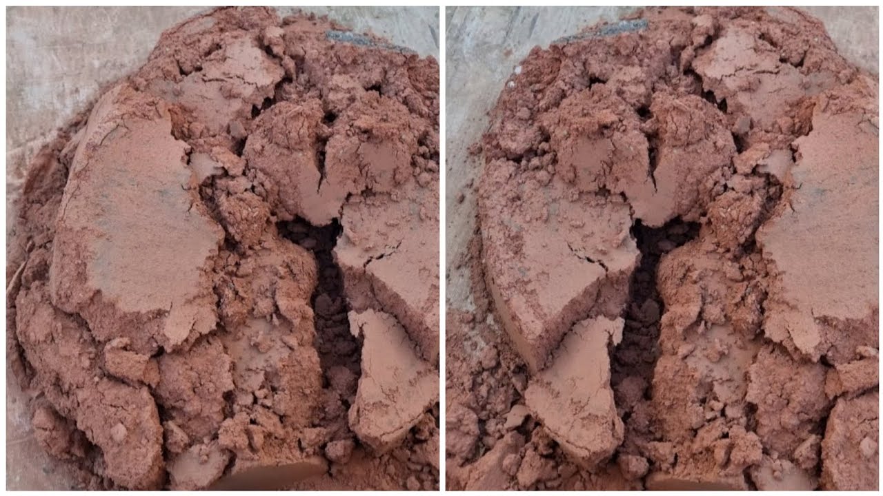 Pure red clay crumbling dry crumbling satisfying asmr sleepaid - YouTube