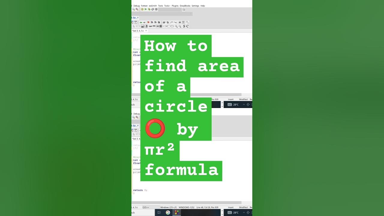 how to find a circle area by πr² formula #coding #code #areaofcircle #clanguage #ccoding #foryou ...