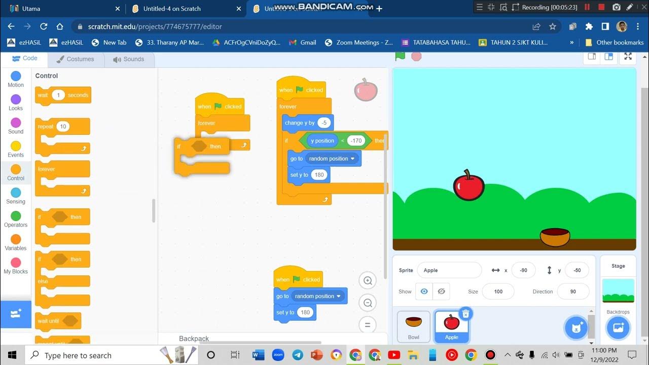 Scratch Apple Catcher Game (Part 1) - YouTube