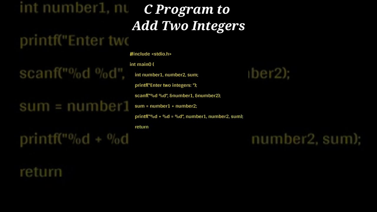 C Program To Add Two Numbers computerstudyzone YouTube C Program To Add Two Numbers computerstudyzone YouTube