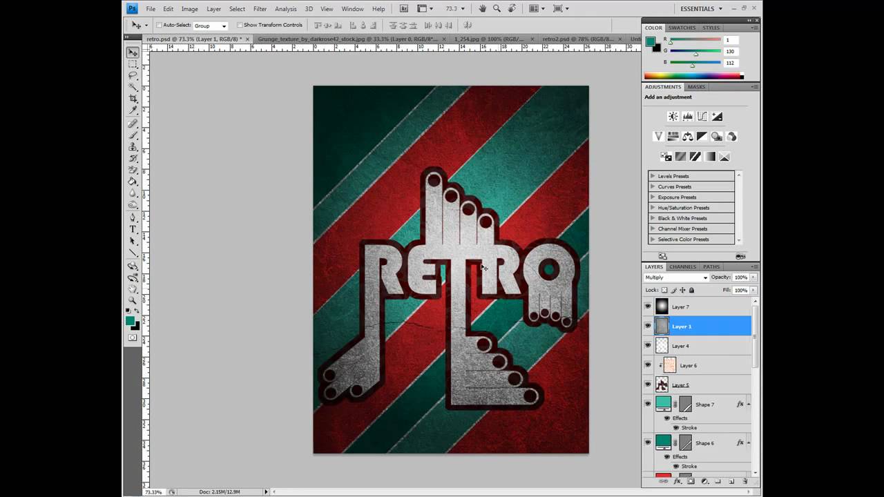 A Retro image and background Photoshop tutorial - Part 1 - YouTube