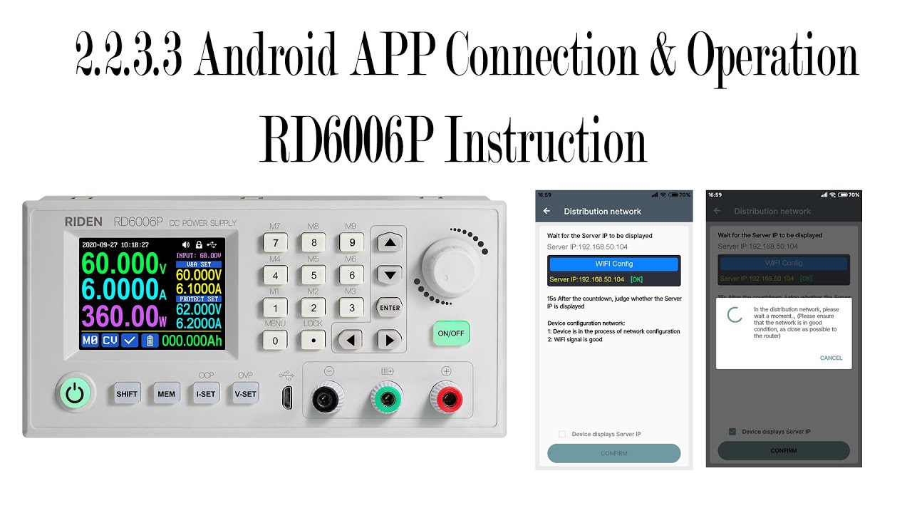RD6006 operation series video(manual 2.2.3.3) - Android app connection ...