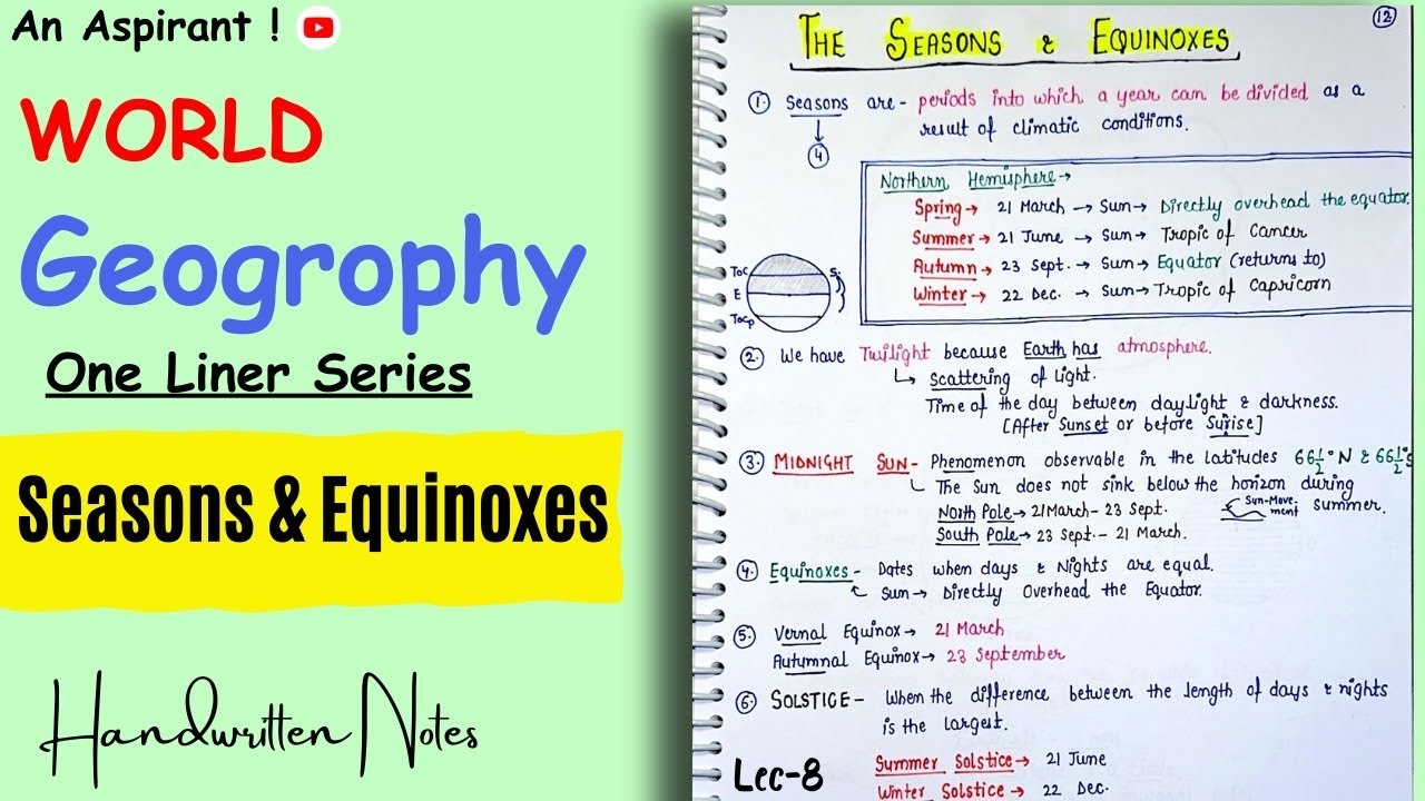 One Liners (Topic wise) || World Geography || Seasons & Equinoxes - Lec ...
