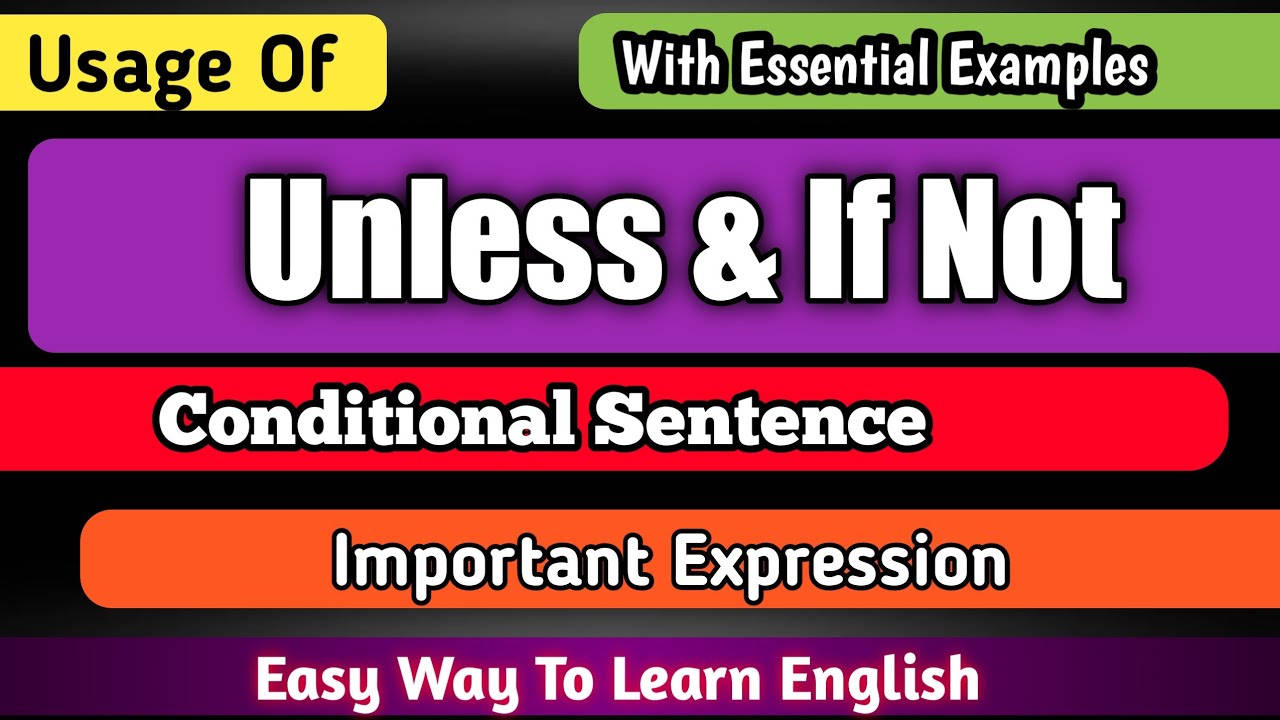 Usage of "Unless"&"IF Not"Spoken English/ VR Academy Chapter- 115 ...