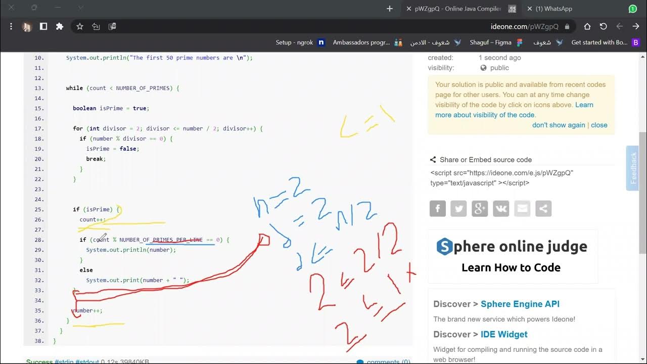 The first 50 prime number java | أول 50 عدد أولي بالجافا - YouTube