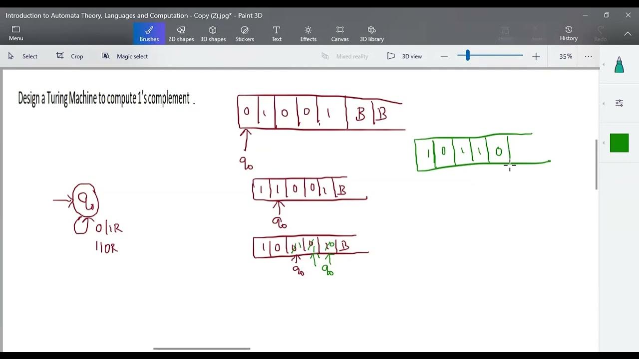 TOC - Turing Machine construction for finding 1's Complement - YouTube