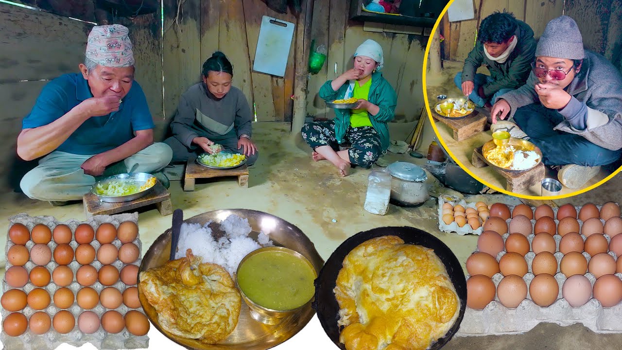 Egg Omelette Recipe & Rice cooking & eating with Guest || Egg Recipes ...