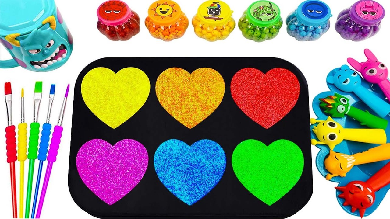 DIY Video | Making Rainbow Sprunki Heart Clay & Mixing Color 6 Slime ...