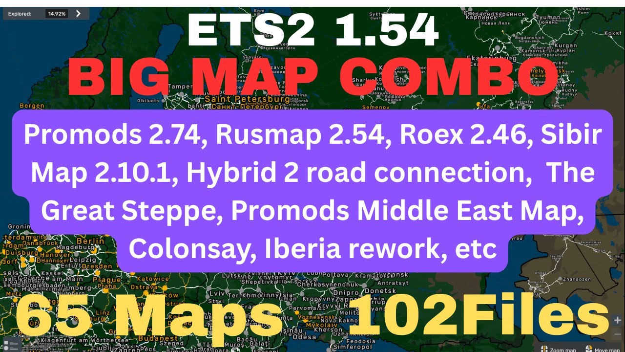 ETS2 1.54 BIG MAP COMBO Promods, Rusmap Roex . All map links, and ...