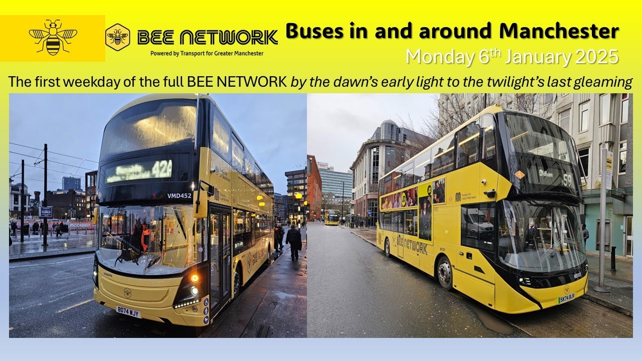 Manchester: Bee Network buses in Manchester City Centre on Monday 6th ...