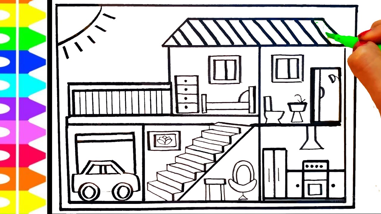 Como dibujar una casa para niños - Crayolita Kids - YouTube