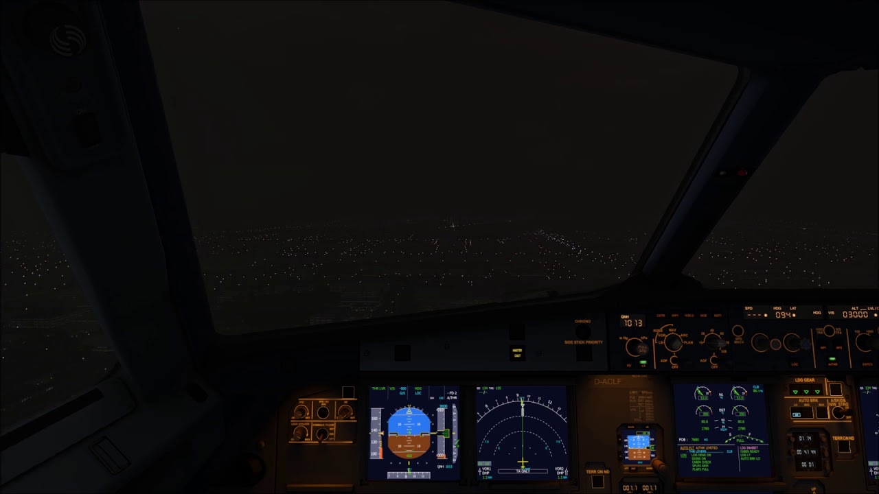 Cockpit A320 foggy approach at Miami Night - Aerofly FS 2 - YouTube
