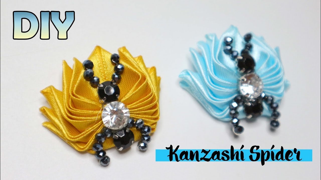 DIY - Membuat Bros laba-laba | How to make Kanzashi Spider from Satin ...