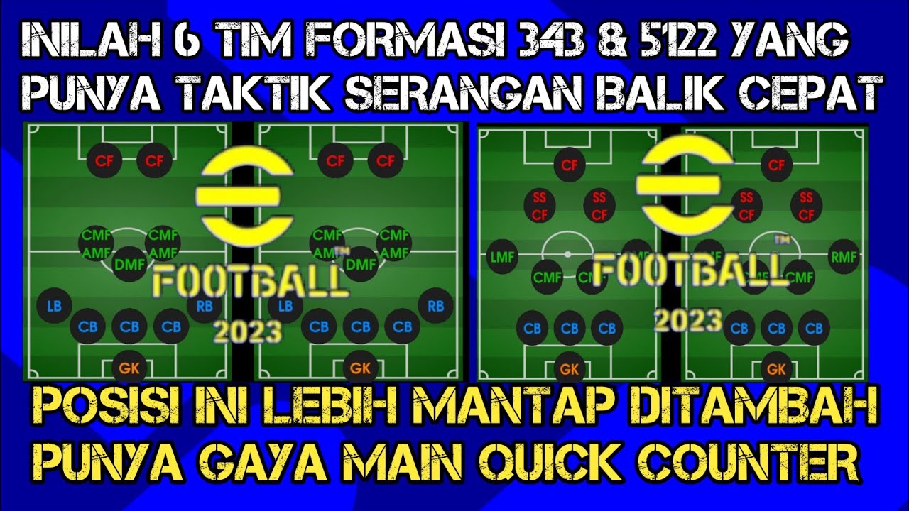 INILAH 6 TIM FORMASI 343 & 5122 PUNYA GAYA MAIN TIM SERANGAN BALIK ...