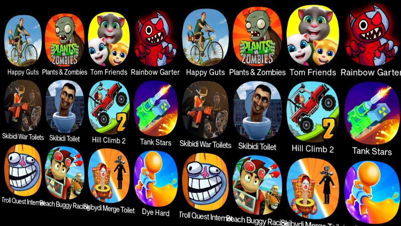 Beach Buggy Racing,Skibidi Toilet,Tank Stars,Hill Climb 2,Happy Guts ...