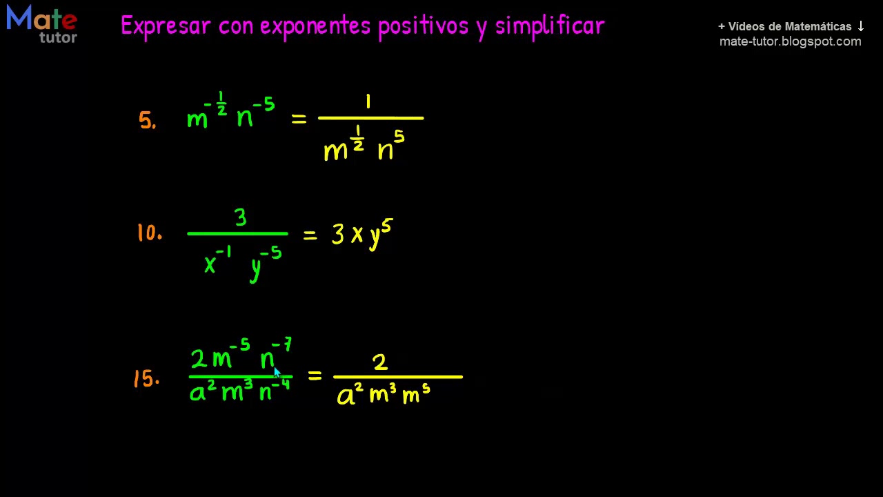 Álgebra de Baldor - Ejercicio 219: 5-10-15 "Expresar con exponentes ...