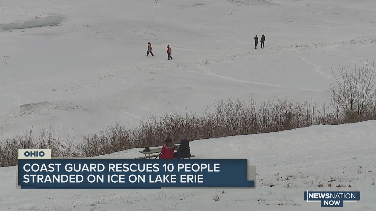 Coast Guard rescues 10 people stranded on ice on Lake Erie - YouTube
