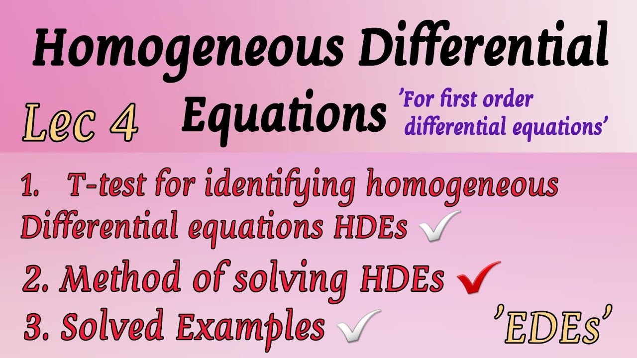 How to Solve Homogeneous differential Equations - t- test for ...