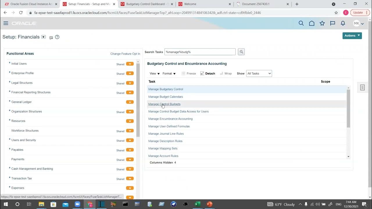 Oracle ERP Fusion -Financial module - Budgetary Control- 02 اوراكل فيوجن - الميزانية - YouTube