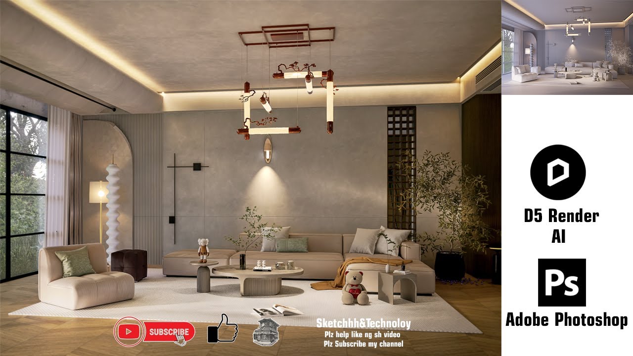 D5 render tutorial Interior Livingroom | Material and light | D5 render ...
