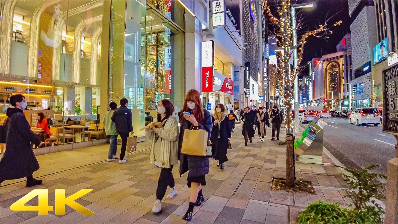 【4K/60fps】Evening walk around Tokyo's Fancy Shopping District - YouTube