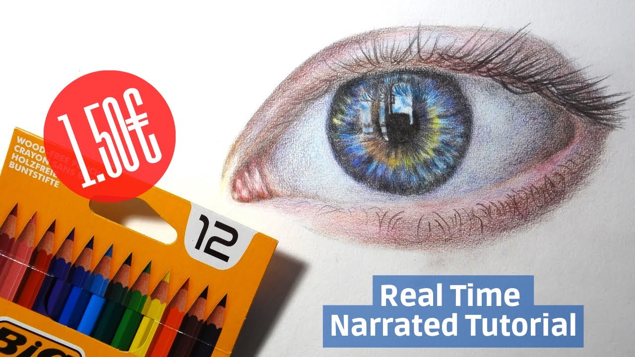 How to Draw a Realistic Eye With CHEAP Colored Pencils | Step by Step ...