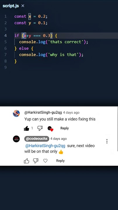 Solve 0.2 + 0.1 issue in javascript !! Requested by HARKIRAT SINGH #code #coding #javascript # ...
