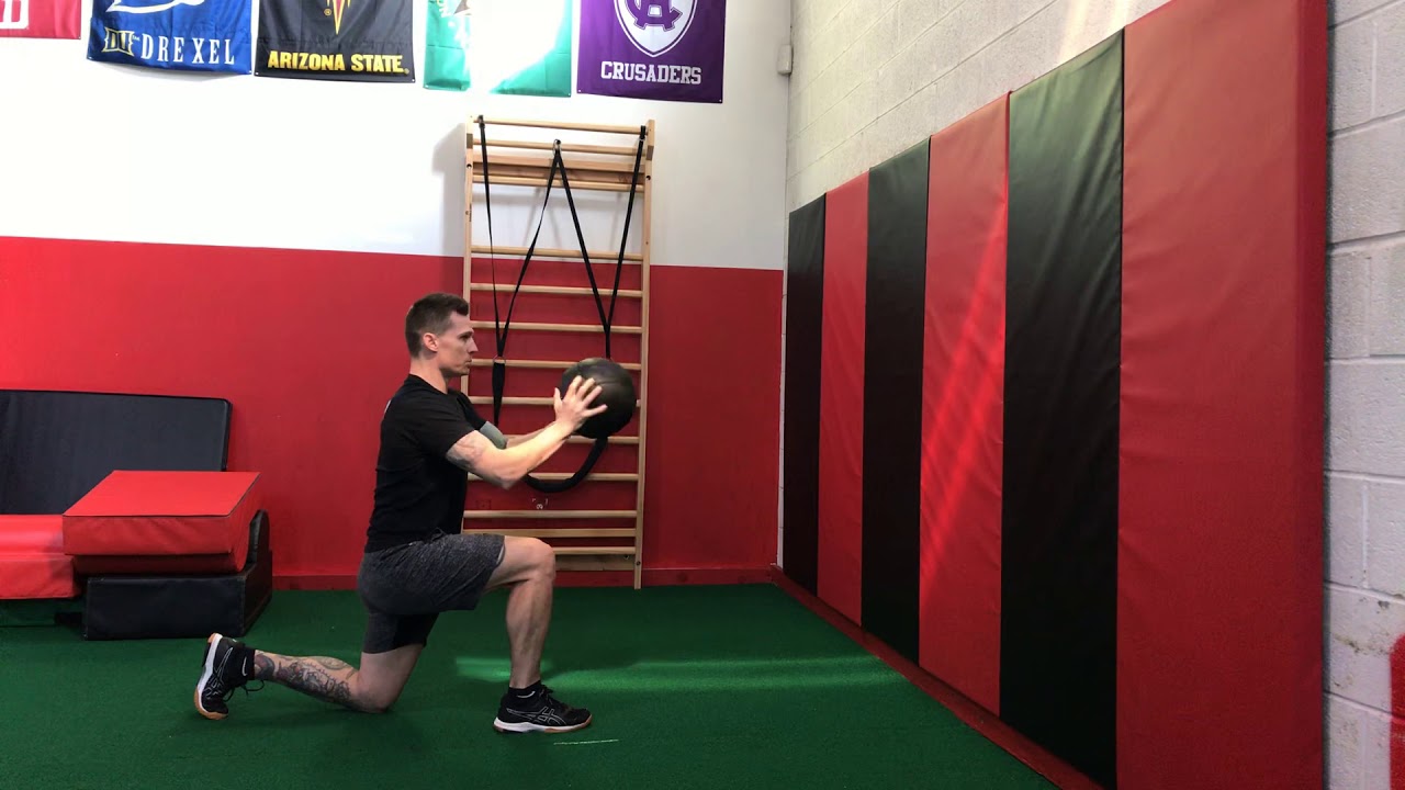 Half kneeling single arm chest pass facing wall - YouTube