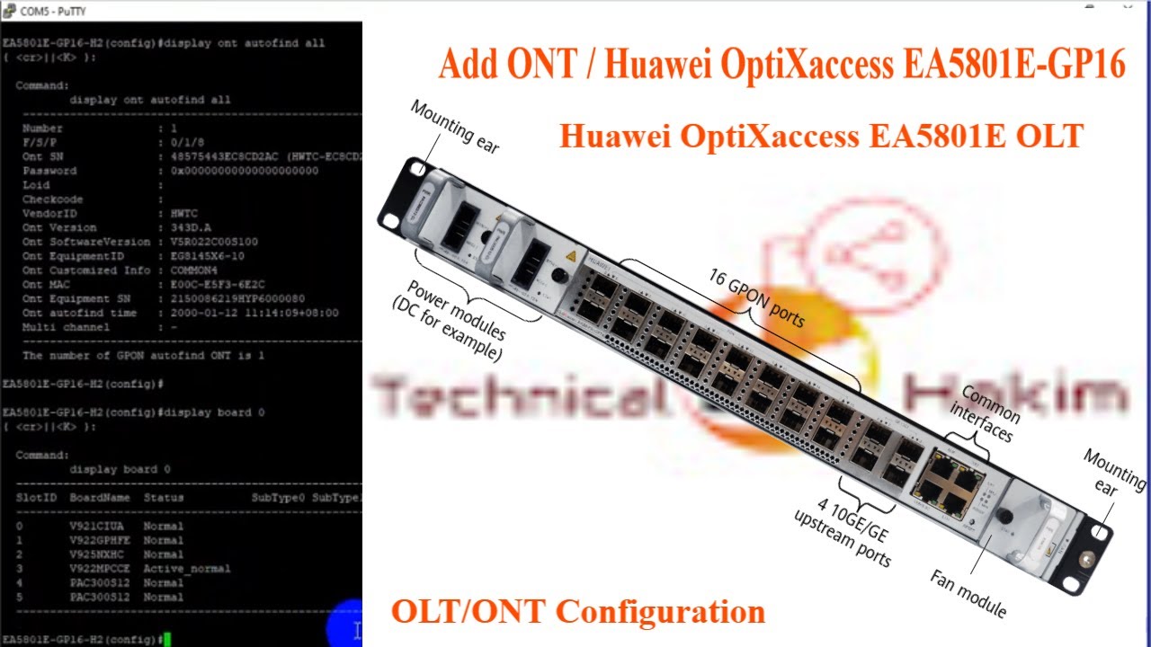 Configuring Huawei OptiXaccess EA5801E-GP16 OLT | Technical Hakim - YouTube