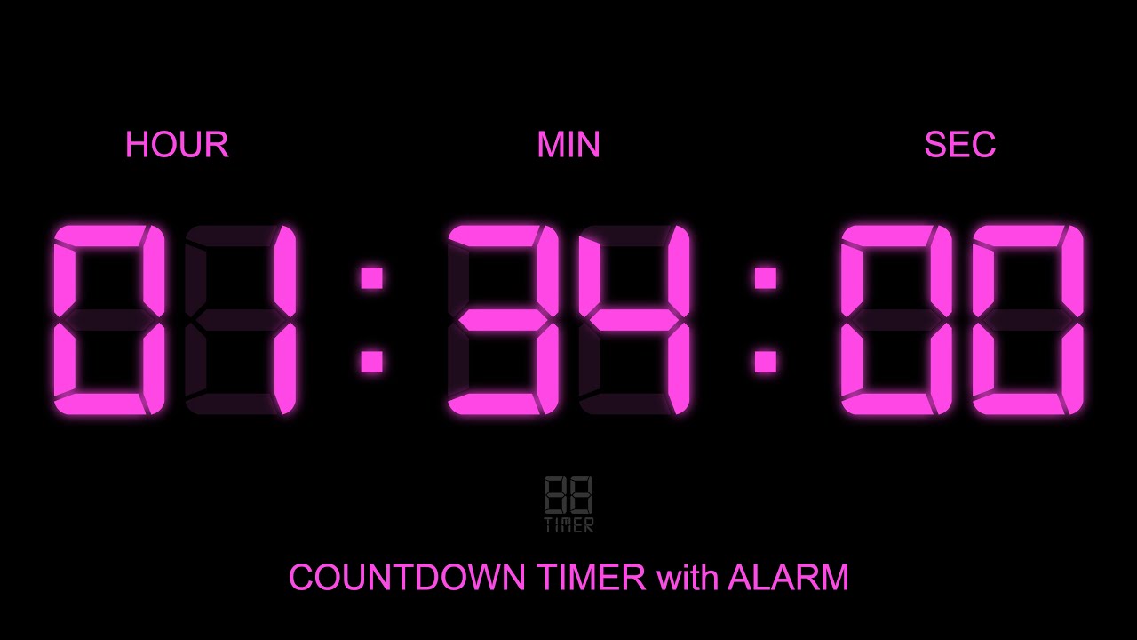 1 Hour 34 Minute Countdown Timer with Alarm Start and Finish time ...